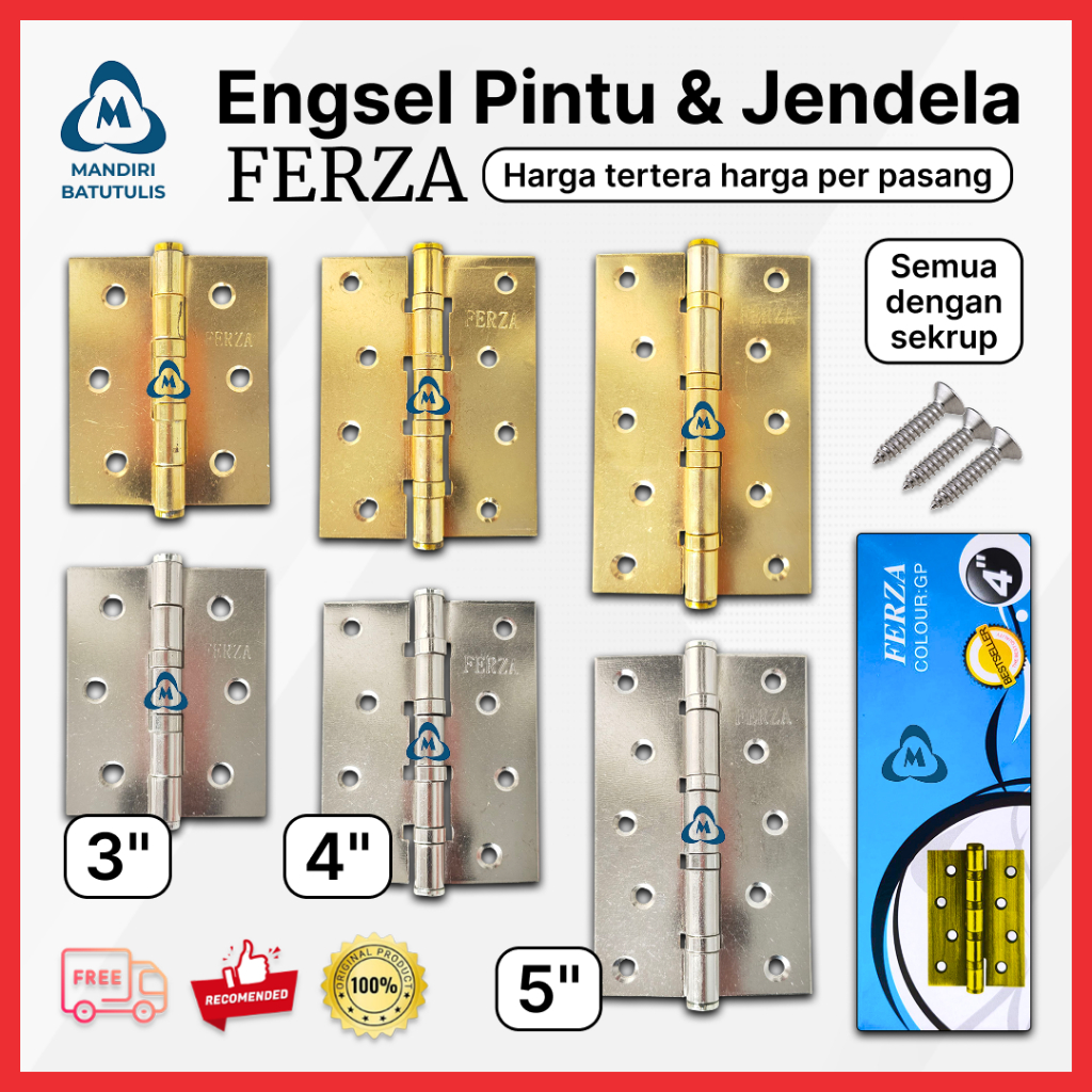 Jual Engsel Pintu Jendela FERZA ukuran 3" 4" 5" Inch Kualitas Premium ...