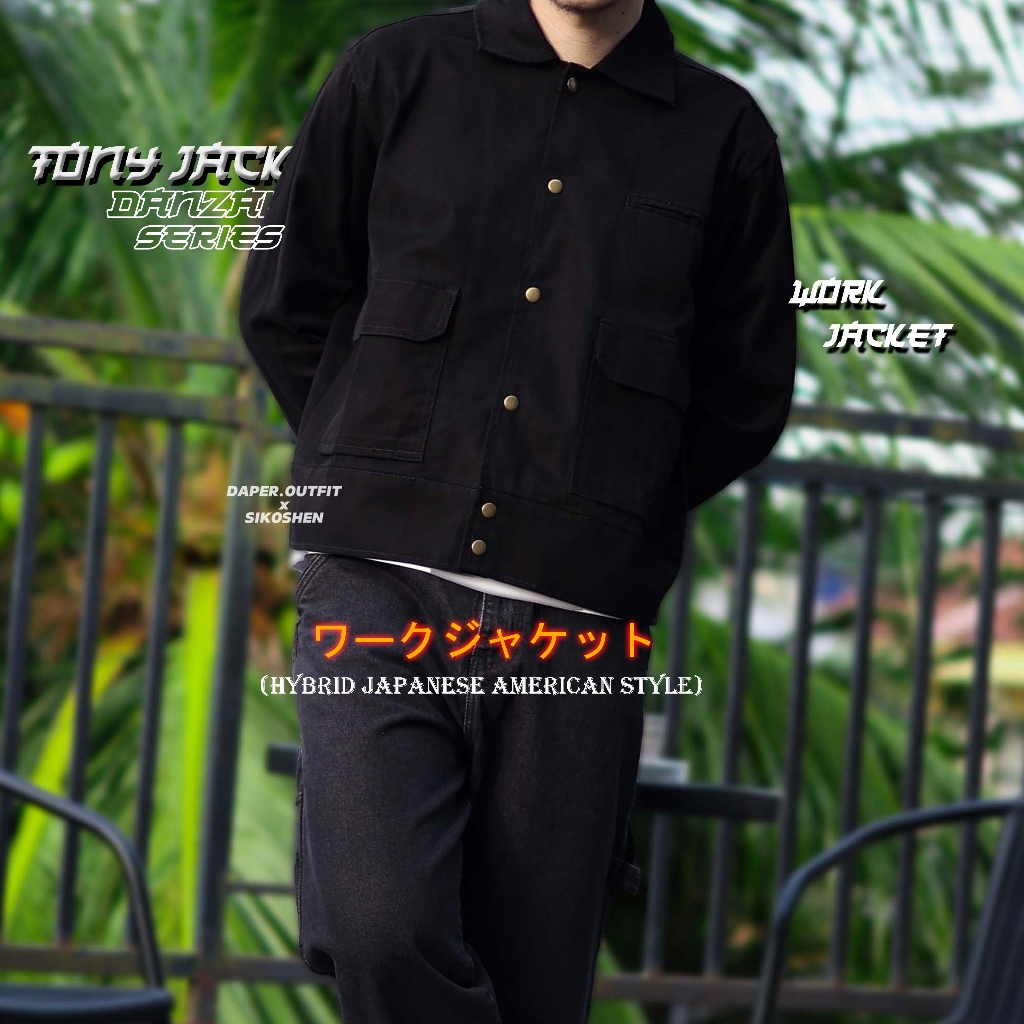Jual Tony Jack Work Jacket Danzai Series Elegant Black Boxy Fit ...