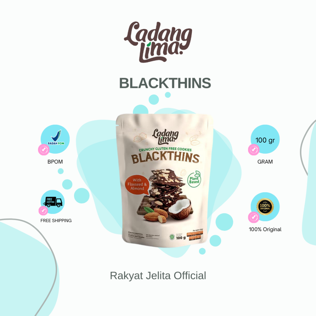 Jual Ladang Lima Cookies Blackthins 100g (Healthy Cookies With Protein ...