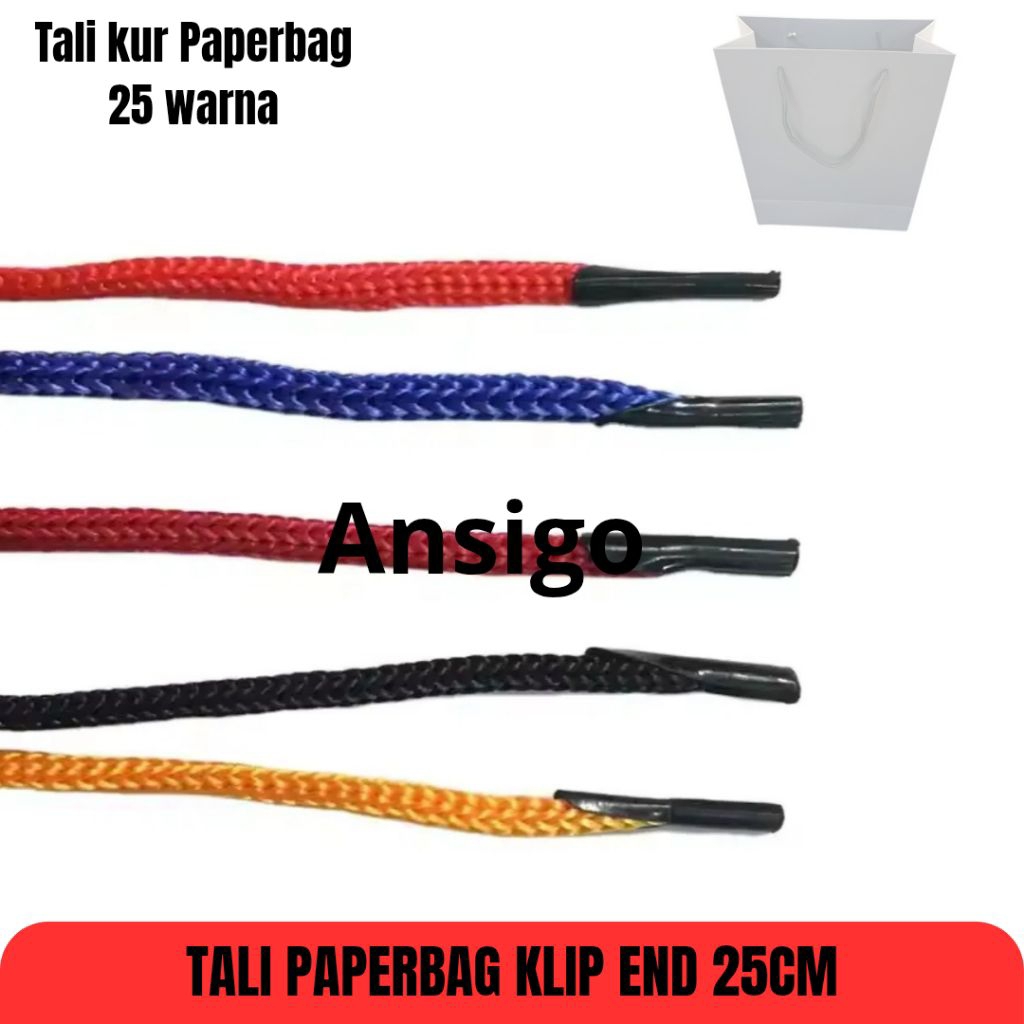 Jual Tali kur Paperbag clip end 5MM/tipping panjang 25cm | Shopee Indonesia