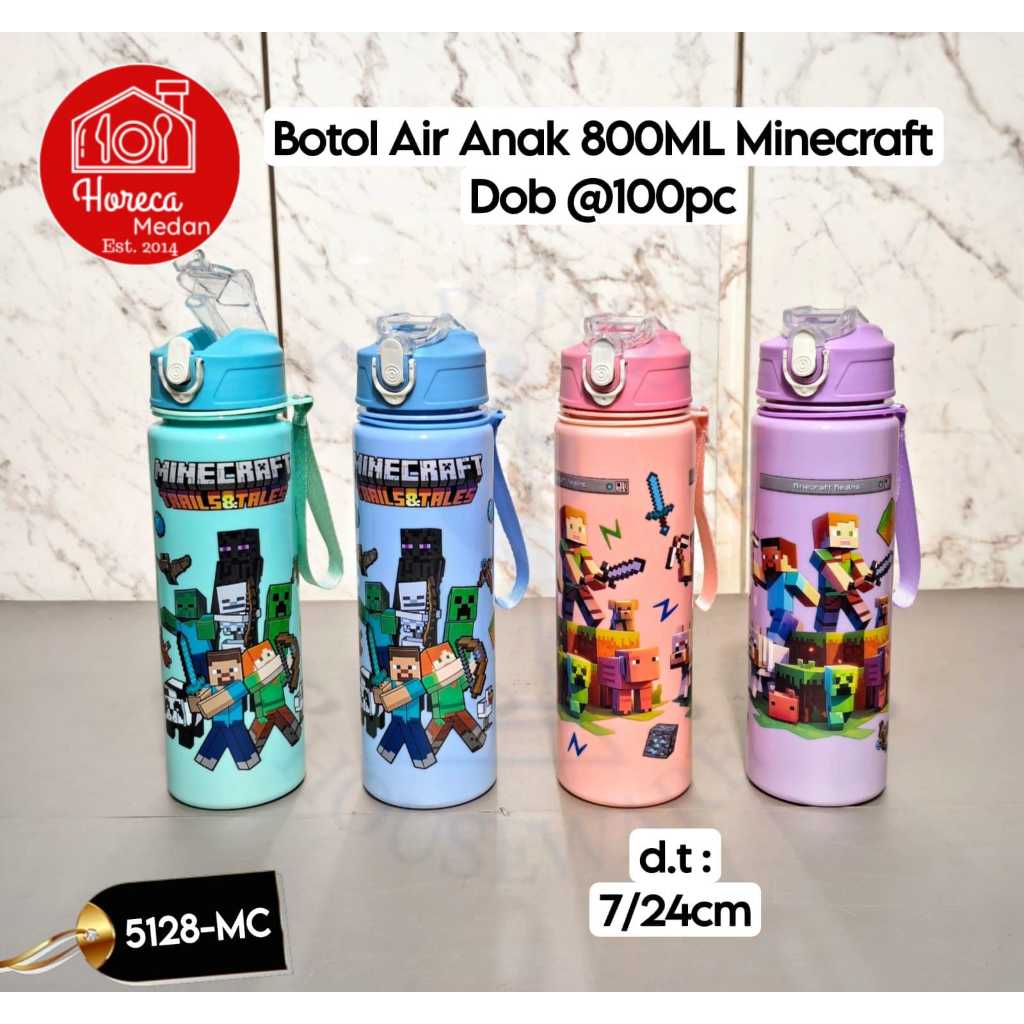 Jual BOTOL MINUM ANAK KARAKTER / BOTOL AIR MINECRAFT SEDOTAN 800 ML ...