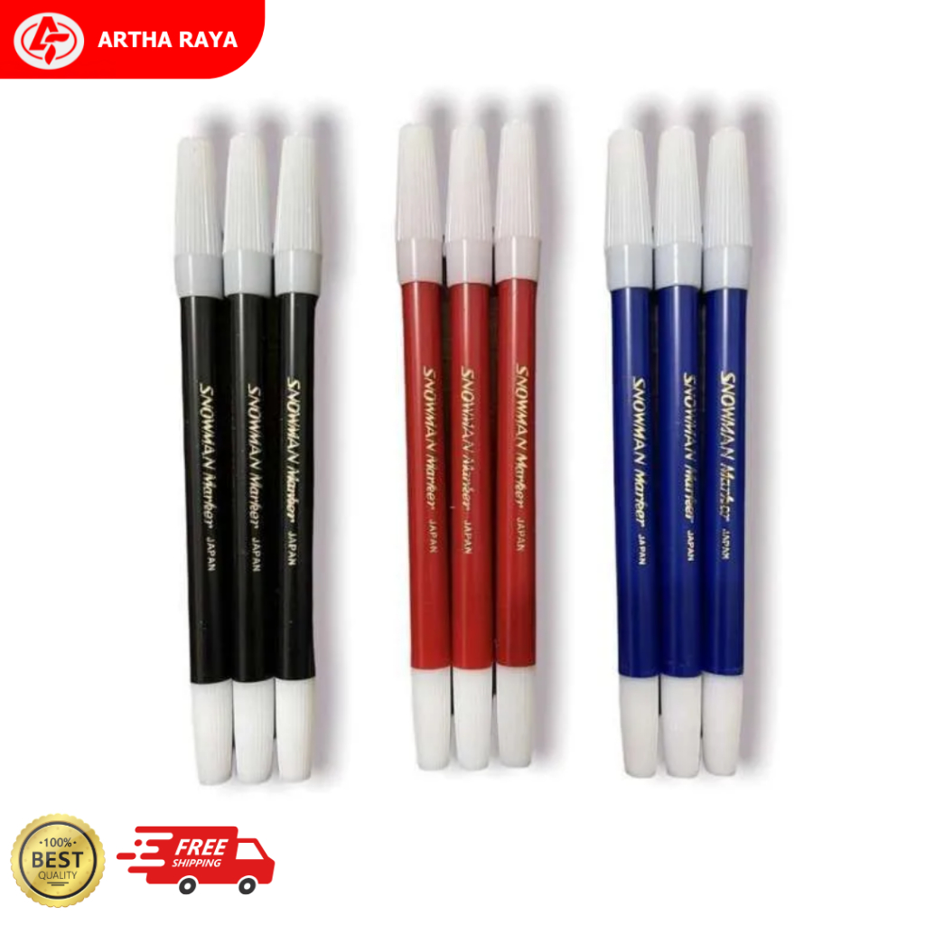 Jual Spidol Snowman Marker Japan Kecil HITAM/BIRU/MERAH (1 PCS ...