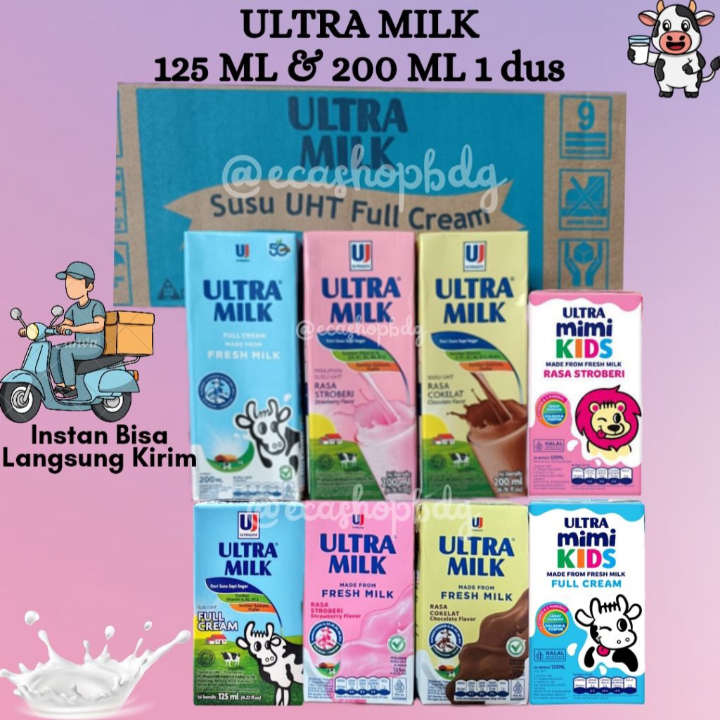 Jual INSTAN LANGSUNG KIRIM ULTRA MILK FULL CREAM SUSU UHT 125 ML 200 ML ...