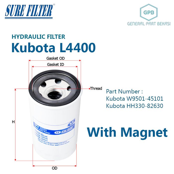 Jual Hydraulic Oil Filter Hidrolik Kubota L4400 W9501-45101 HH330-82630 ...