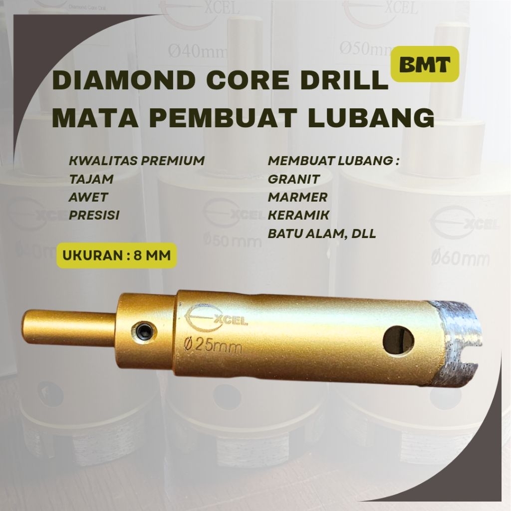 Jual EXCEL Diamond Core Drill Segmented 8 mm Mata Bor Pelubang (coring ...