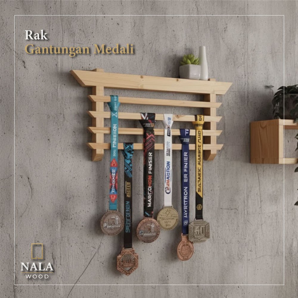 Jual Rak Gantungan Medali Kayu Jati Belanda/Pinus CUSTOM GRAFIR LOGO ...