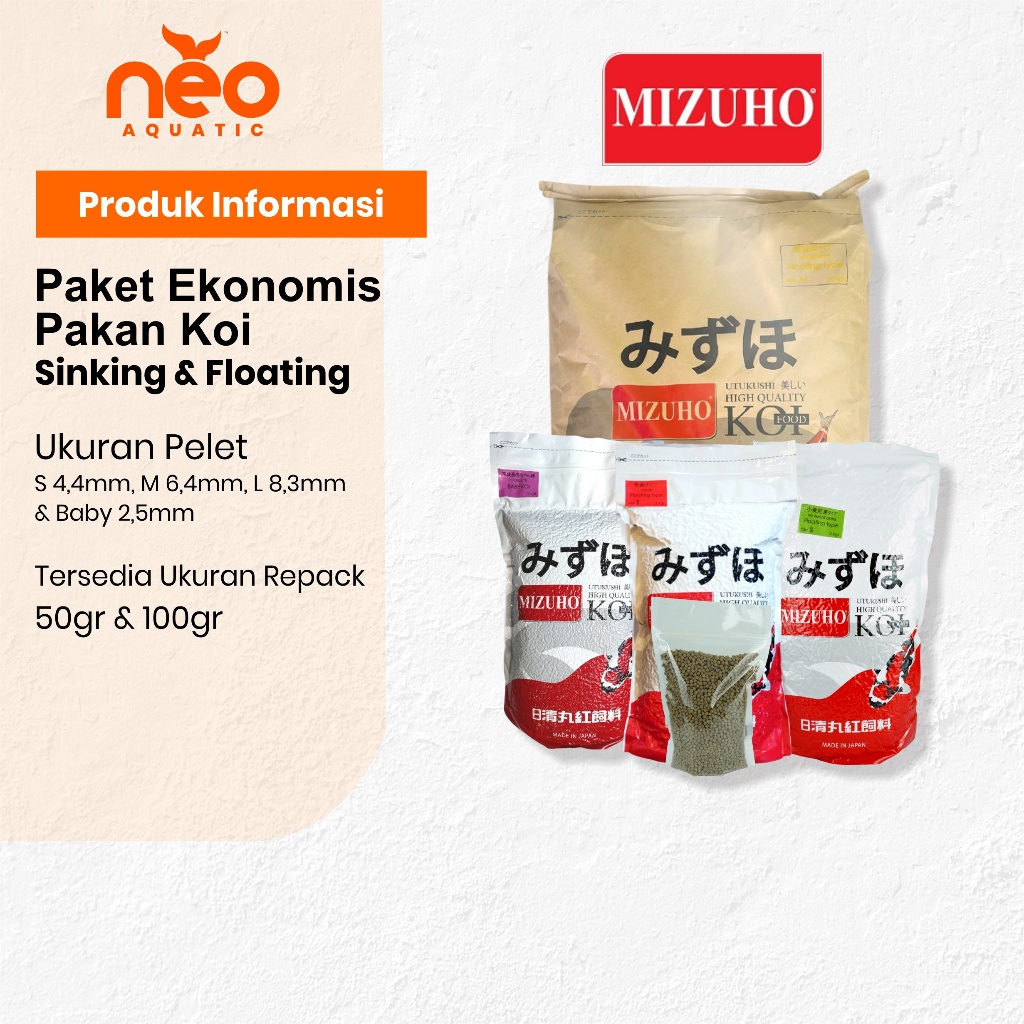 Jual REPACK MIZUHO Koi Paket Ekonomis Pakan Ikan Koi Sinking/Tenggelam ...