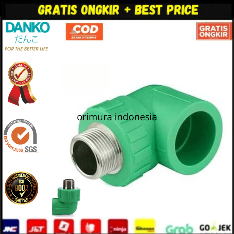 Jual Danko Keni Drat Luar PPR 3/4 x 1/2 inch KDL PPR 25x20mm Male Elbow ...