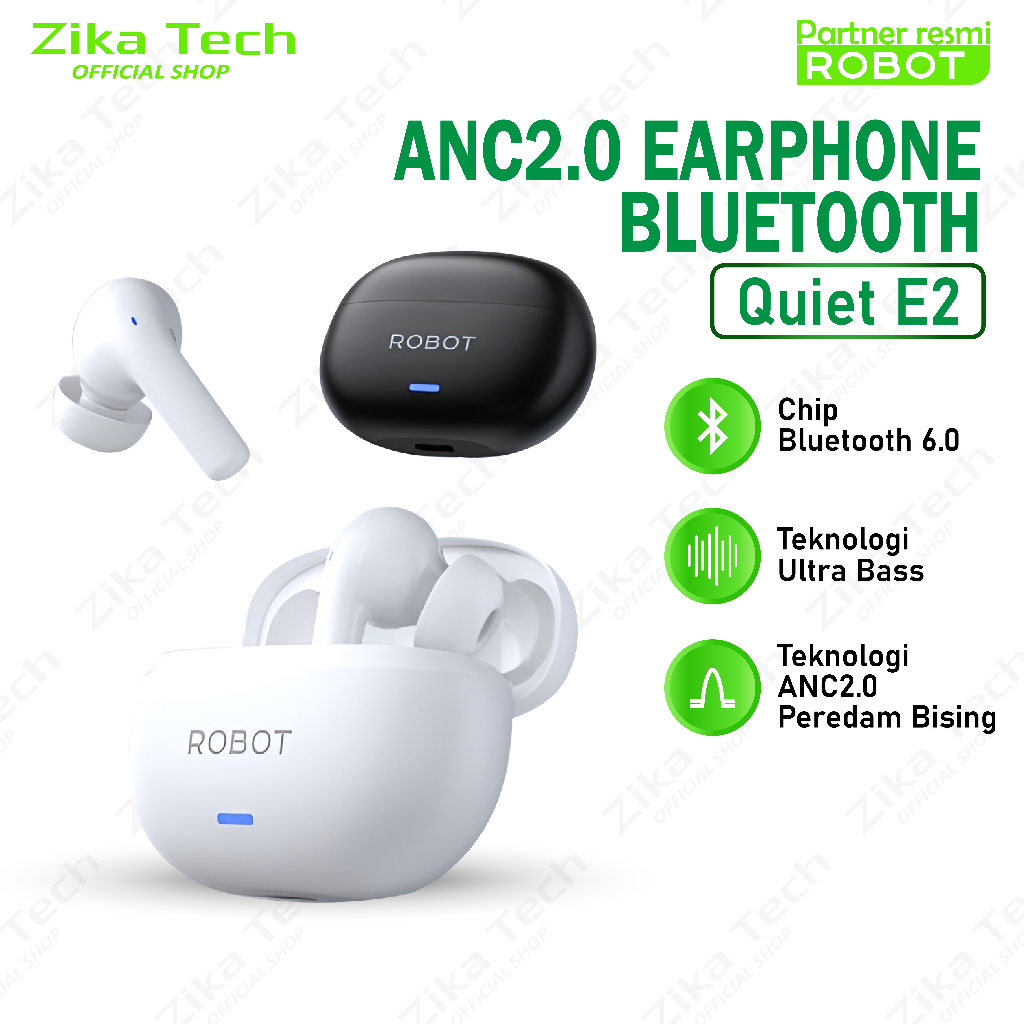 Jual ROBOT QUIET E2 TWS Earphone Bluetooth 6.0 Gaming ANC ENC Ultra ...