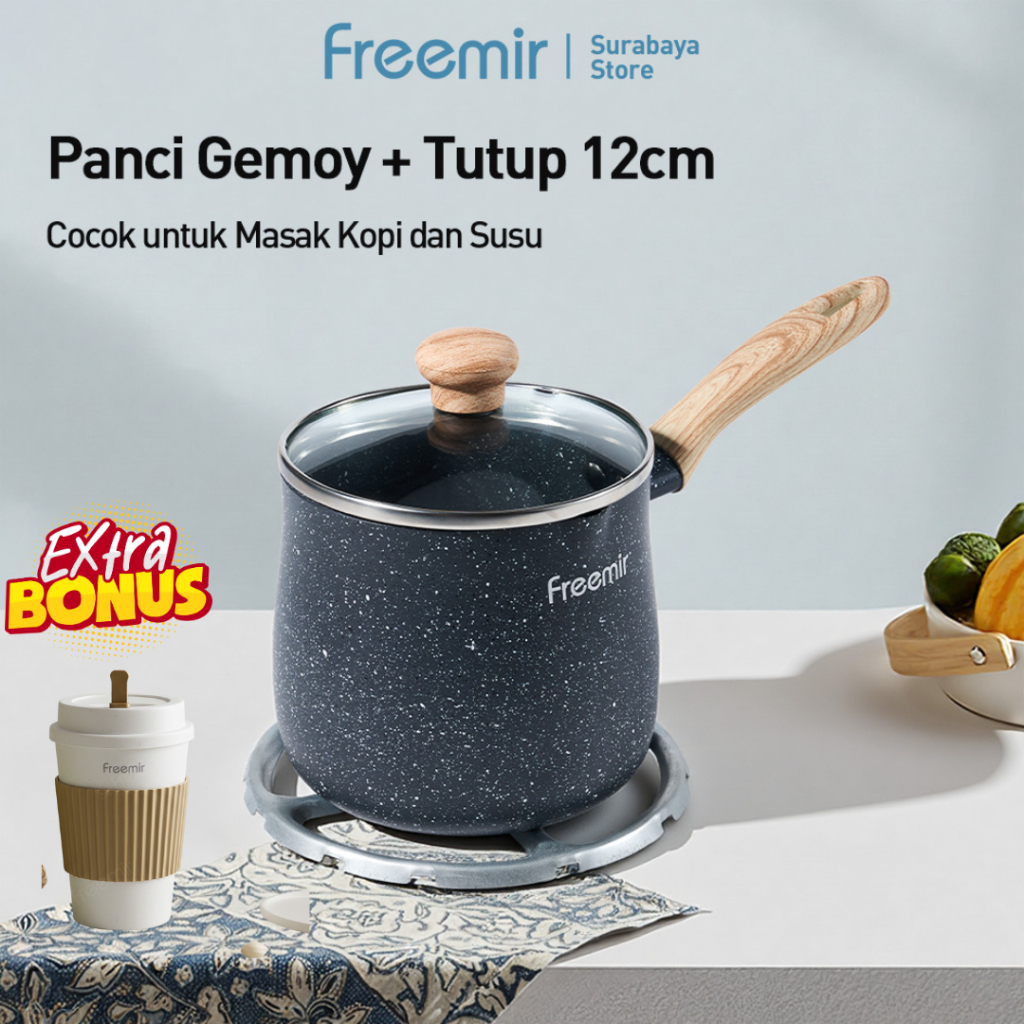 Jual [Surabaya] freemir Panci+Tutup Lucu Unik Estetik Kopi Mini Granit ...