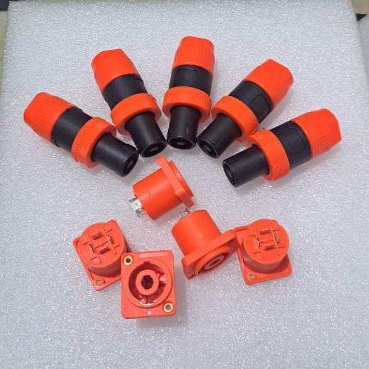 Jual Jack Audio Jek Speakon Ulir Oren + Soket Oren Kotak (5Pasang/5set ...