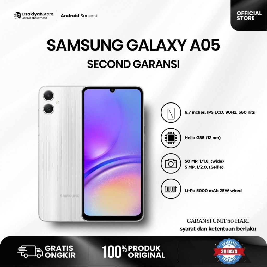 Jual SAMSUNG GALAXY A05 SECOND HP+BOX GARANSI | Shopee Indonesia