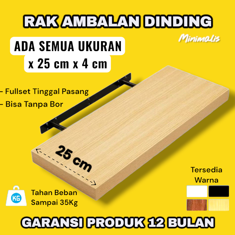Jual RAK Ambalan Dinding minimalis ADA SEMUA UKURAN Lebar 25 Tebal 4cm ...