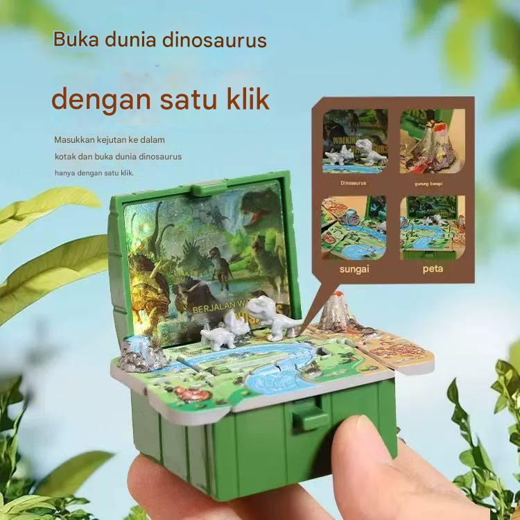 Jual Creative 3D Miniature World Keychain Jurassic Dinosaur Pendant ...