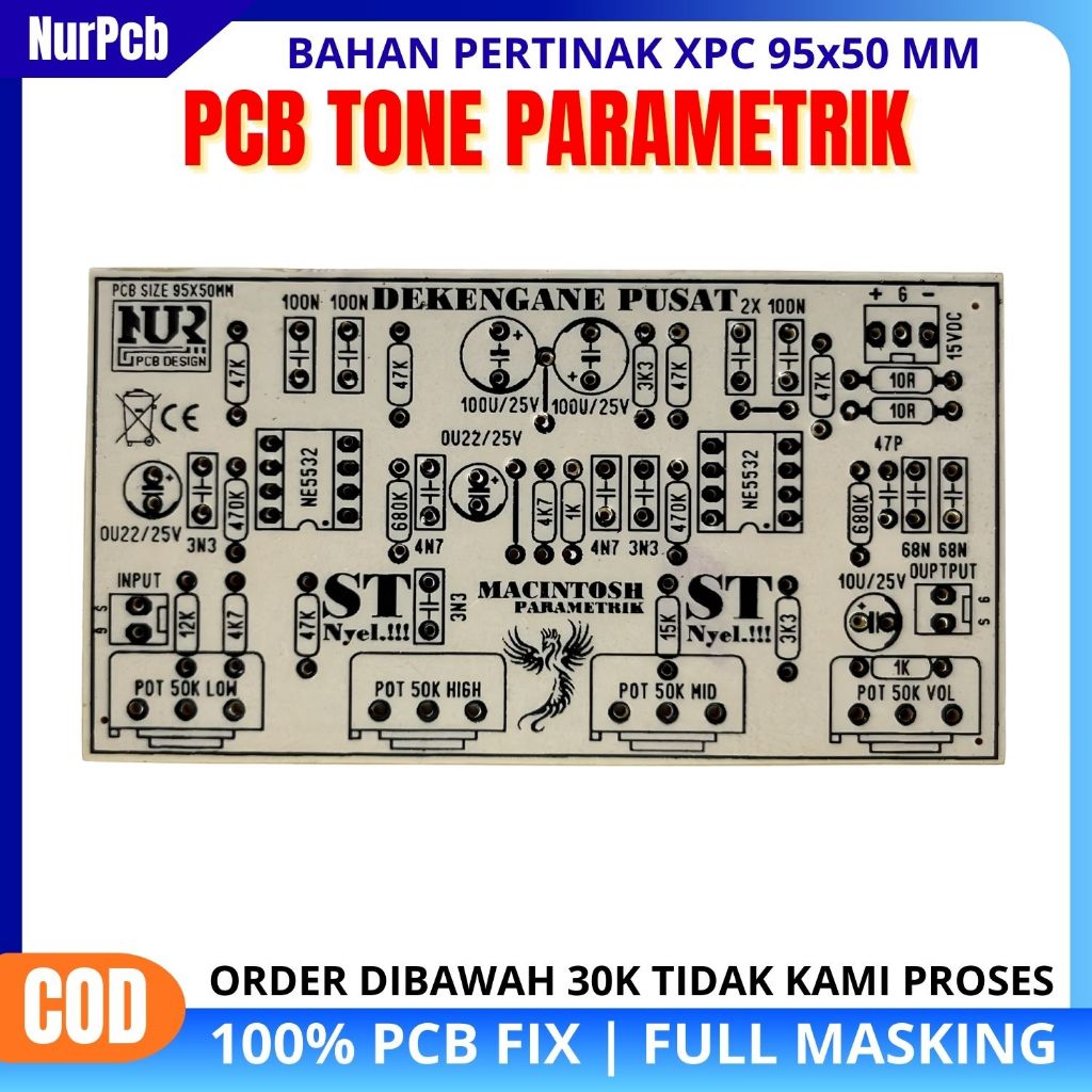Jual NUR PCB - PCB Tone Control Parametrik – 5 x 9.5 cm – Pertinak ...