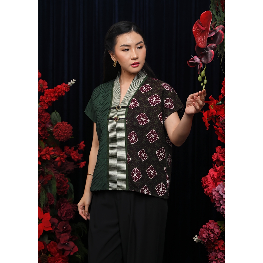 Jual NONA RARA - Dhini Dobi Cirebon T5059, Baju kerja batik blouse ...