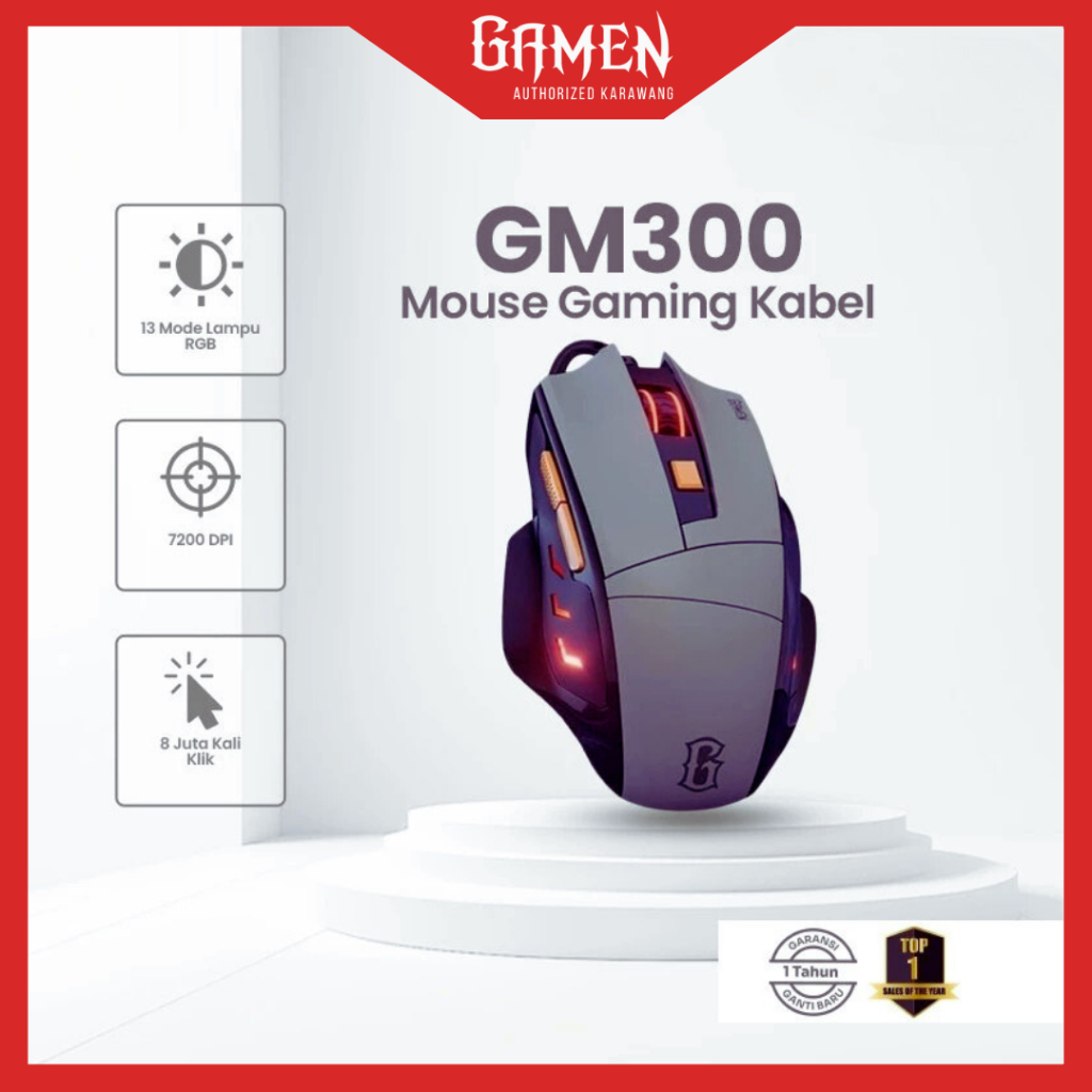 Jual GAMEN Mouse Kabel GM300 7200 DPI 6 Level DPI RGB 13 Mode 6 Macro ...