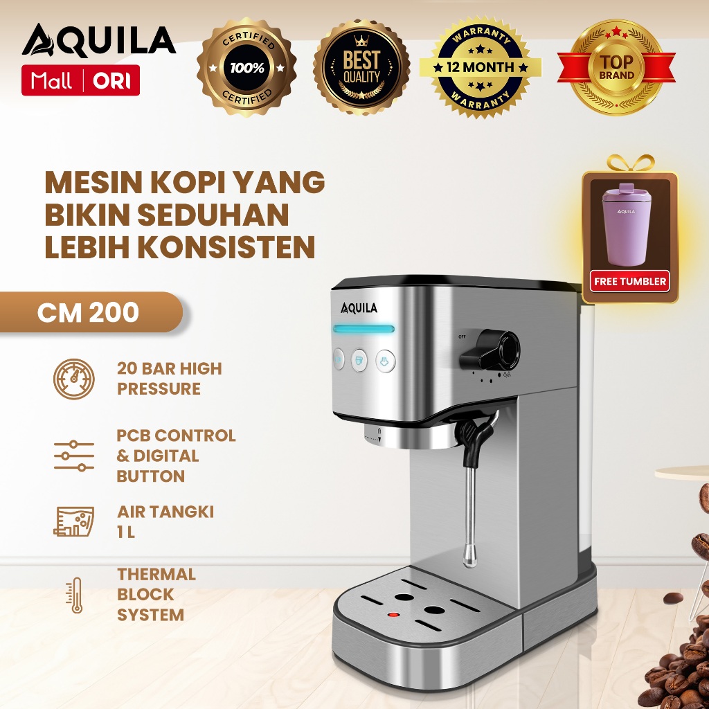 Jual Aquila 3 in 1 Mesin Kopi Bubuk & Giling Espresso Barista Icon ...