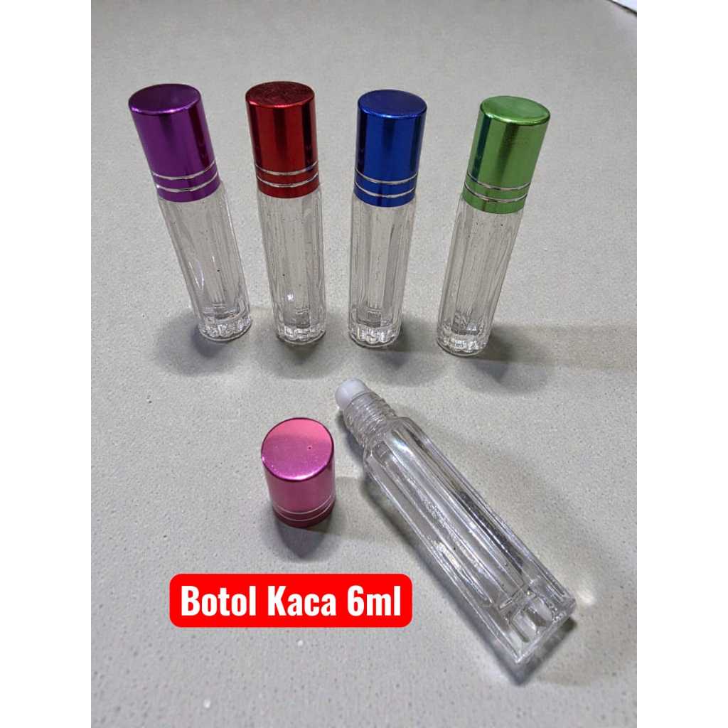 Jual Botol Parfum Roll 6ml Motif Segi 8 Bening / Botol kaca Roll Tutup ...