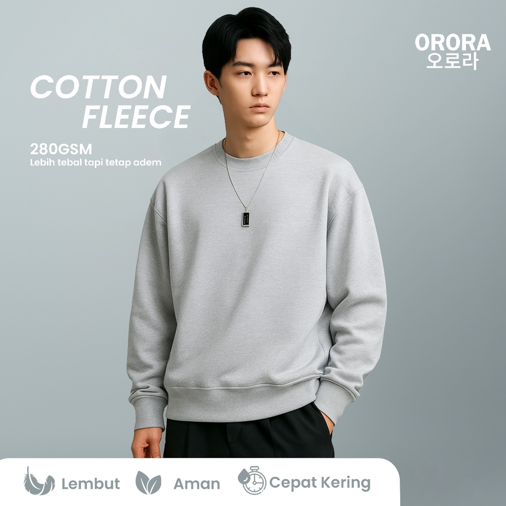 Jual ORORA Sweater Crewneck Pria Original Sweater Wanita Polos ABU ...
