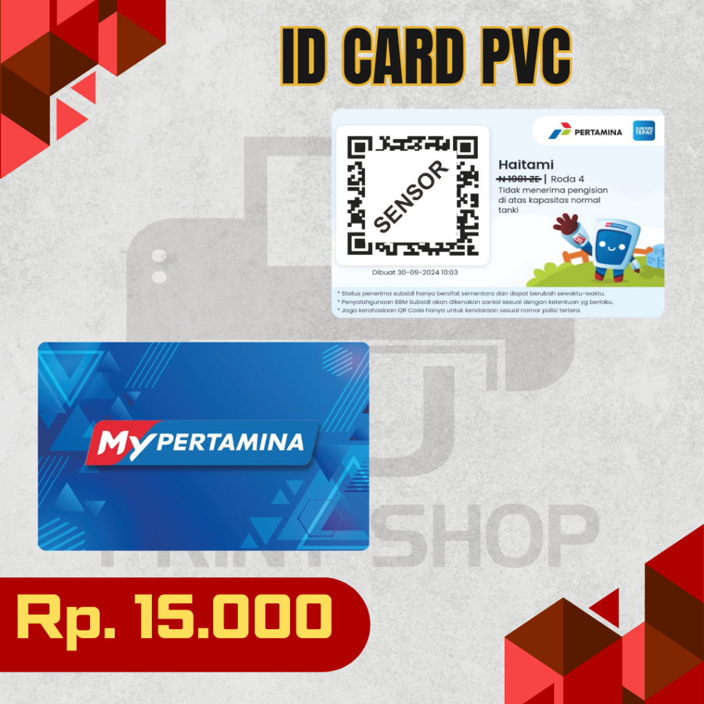 Jual Cetak Kartu My Pertamina | ID Card PVC Bahan Tebal Sehari Jadi ...