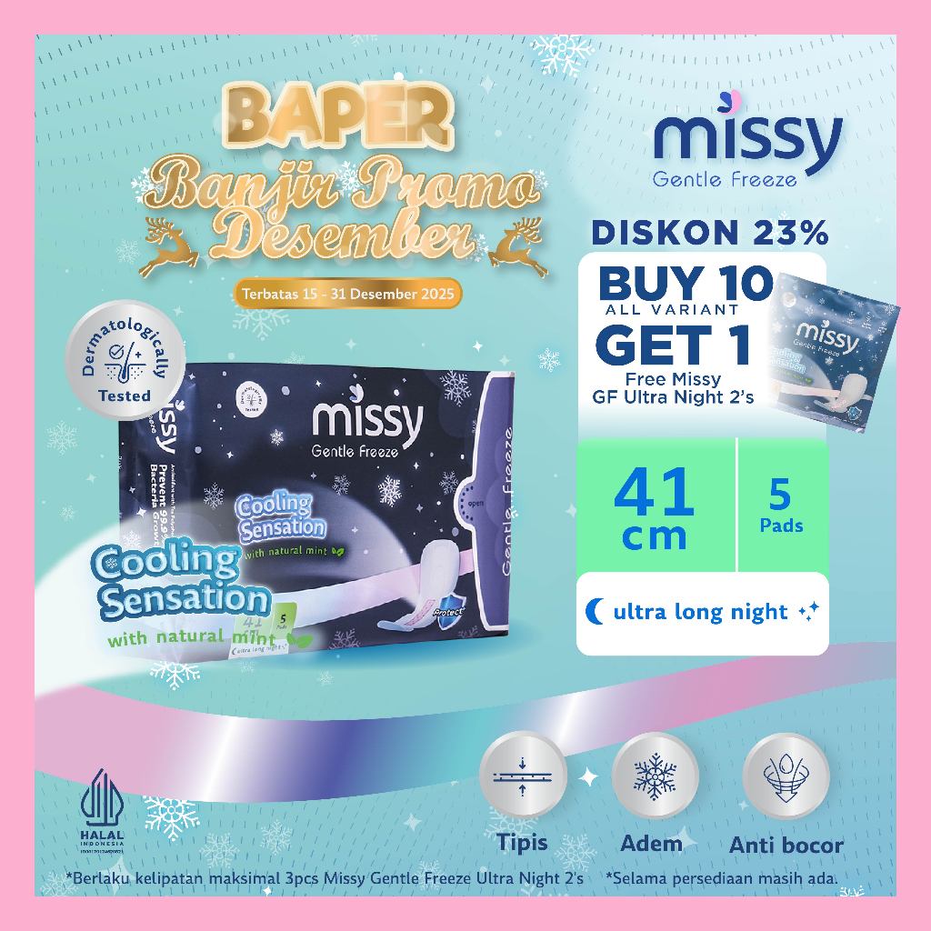 Jual Pembalut MISSY GENTLE FREEZE ULTRA LONG NIGHT / Pembalut HERBAL ...