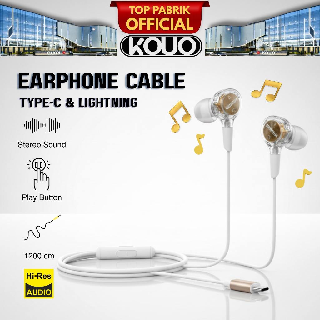 Jual KOUO Earphone Cable Super Bass Kualitas Tinggi Suara Jernih Untuk ...