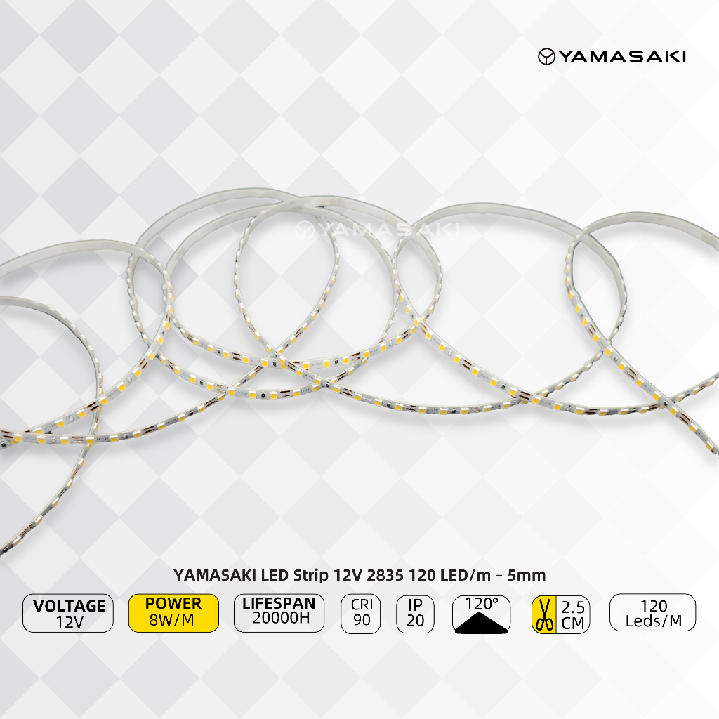 Jual YAMASAKI LED Strip 12V 2835 120 LED/m – 5mm Tipis Terang Premium ...
