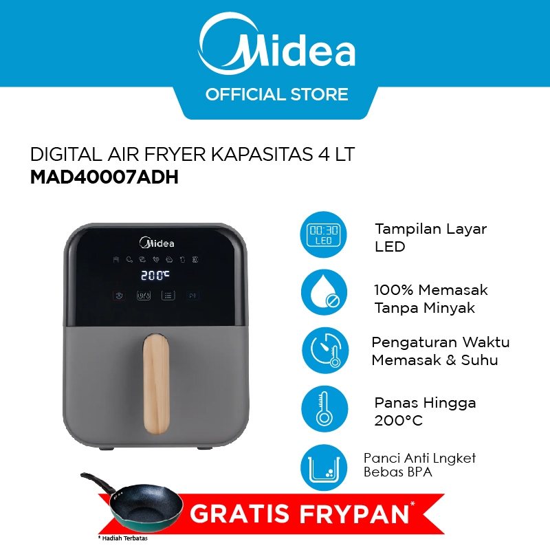 Jual [GRATIS FRY PAN] Air Fryer Midea 4 Liter Low Watt Digital ...