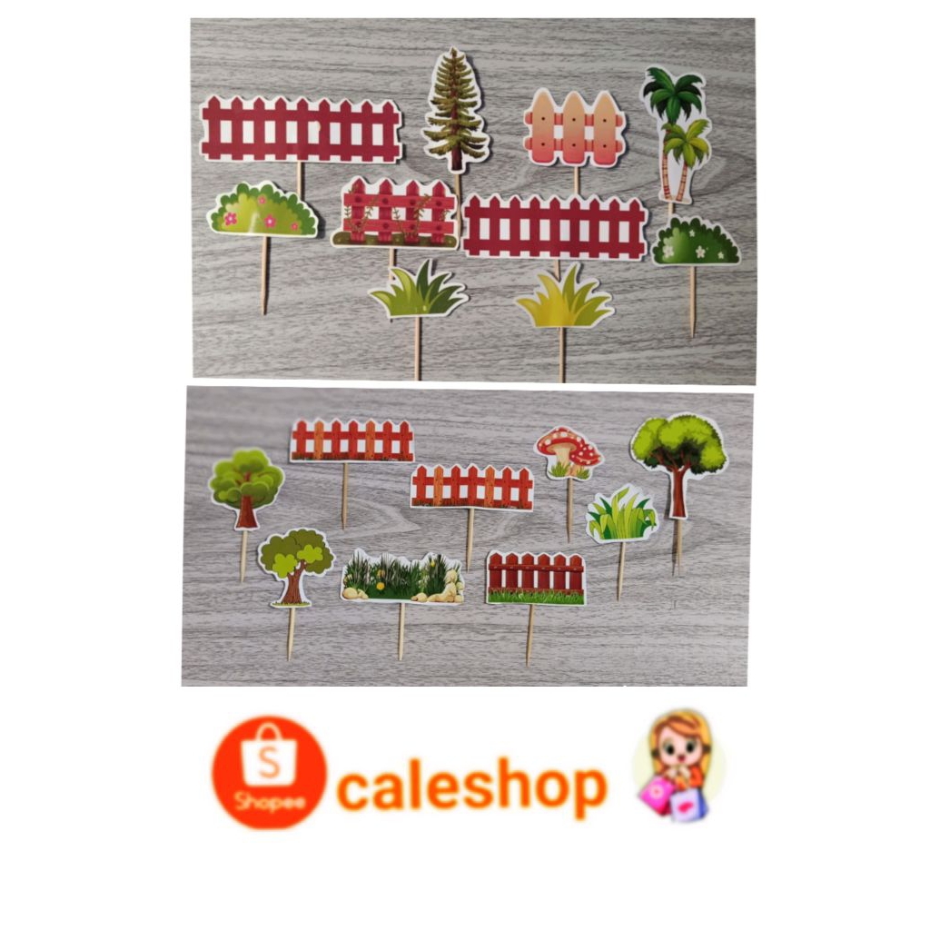 Jual Topper Kue Ulang Tahun Anak Pagar Halaman Taman Pohon Rumput ...