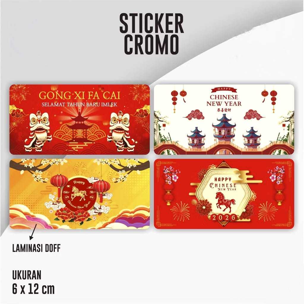 Jual Sticker Imlek CNY 2026 Stiker Kotak Chinese New Year Stiker Toples ...