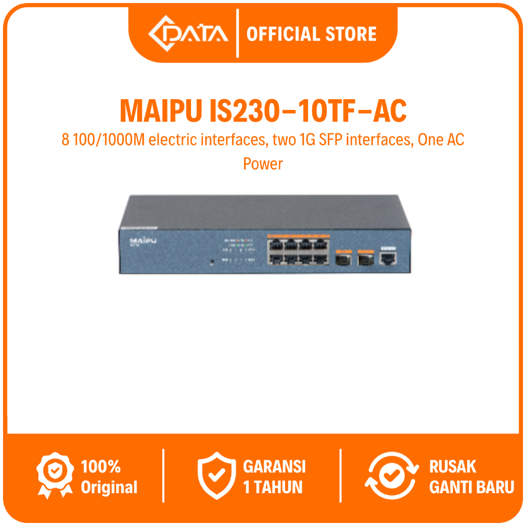 Jual CDATA Maipu IS230-10TF-AC – Switch 8 Port Gigabit + 2 SFP | L2 ...