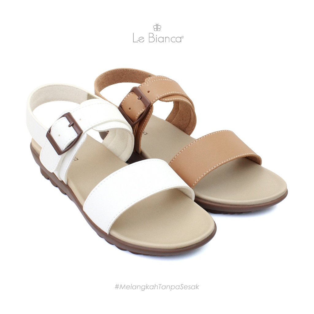 Jual Le Bianca AMR 21-03 Slip Sandal Wanita Putih Kamel | Shopee Indonesia