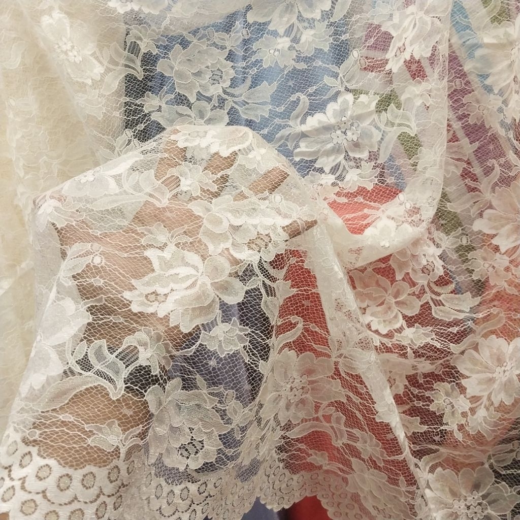Jual KAIN/BAHAN BRUKAT LACE/MOTIF BUNGA/BRUKAT KEBAYA(Lebar 120 cm ...