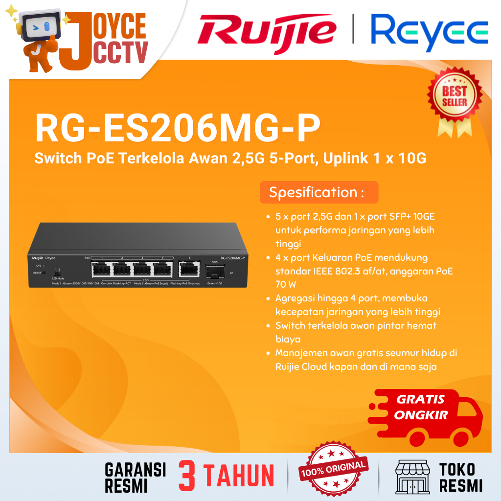 Jual Ruijie Reyee RG-ES206MG-P Smart Managed PoE Switch 6 Port Multi ...