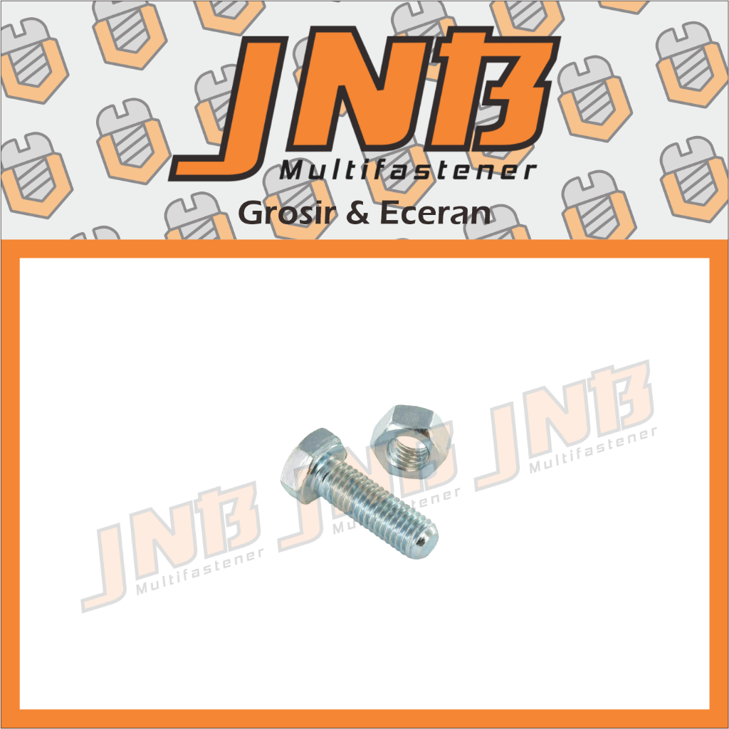 Jual Baut Mur M7 x 20 Kunci 11 Putih Baud HEX umum Set dengan Mur ...
