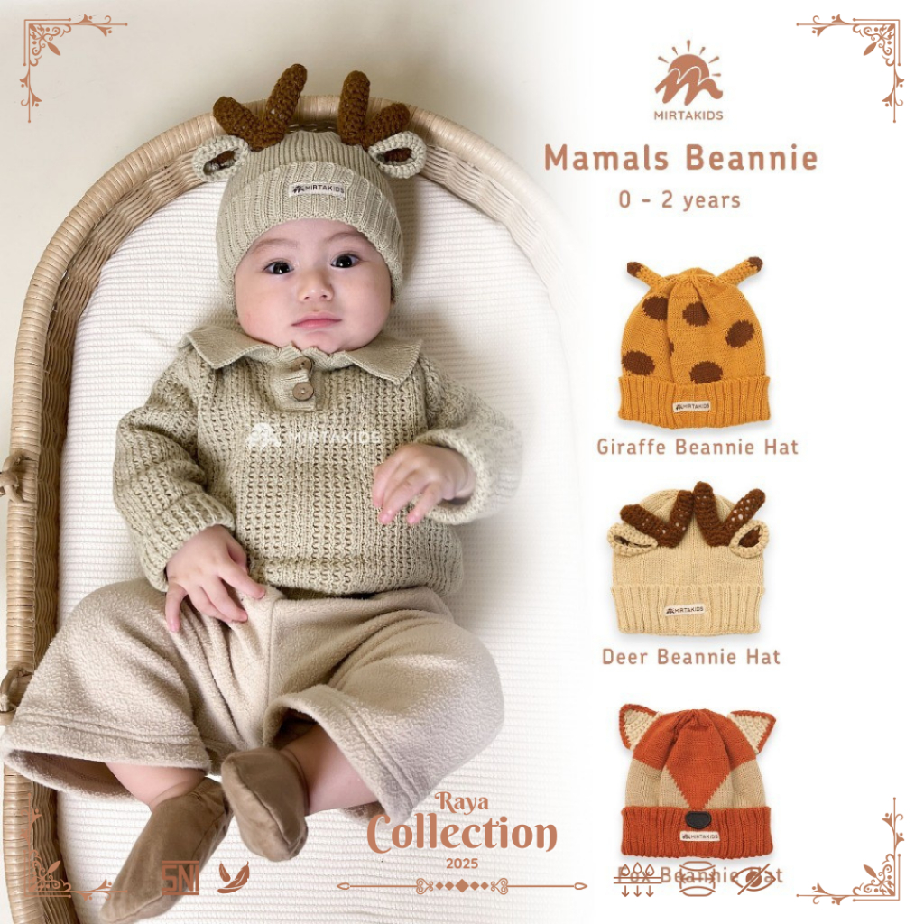 Jual Mirtakids Mamals Beannie Hat (0-2 tahun) | Kupluk Rajut Premium ...