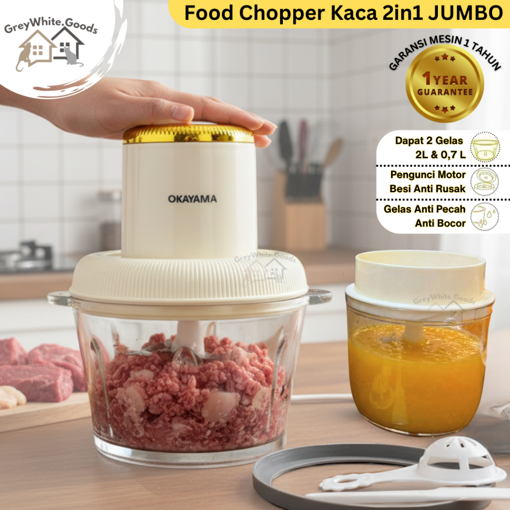 Jual Food Processor 2in1 Blender Chopper Kaca Jumbo 2 Liter Penggiling ...