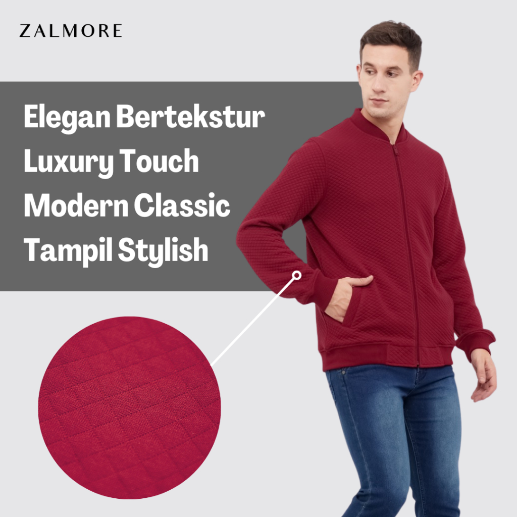 Jual Zalmore Men Basic Bomber Jacket Premium Embossed | LUMA Cotton ...