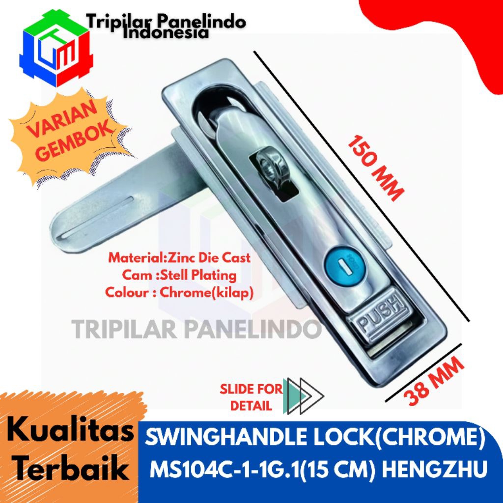Jual Kunci Panel Push Lock MS 104C-1-1G.1(GEMBOK)Uk.15cm(KILAP/CHROME ...