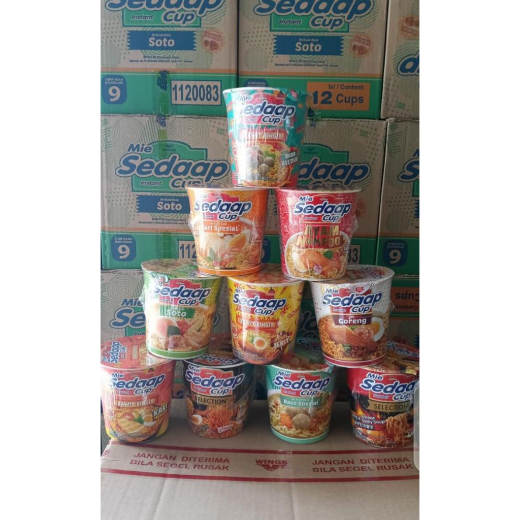 Jual 1 dus isi 12 pcs mie sedap sedaap cup rasa ayam nampol/soto/ayam ...