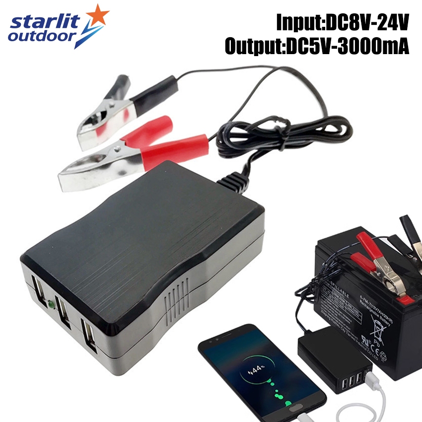 Jual Charger DC HP Ke Aki Motor USB 3 Port Cas Casan Handphone iPad Aki ...