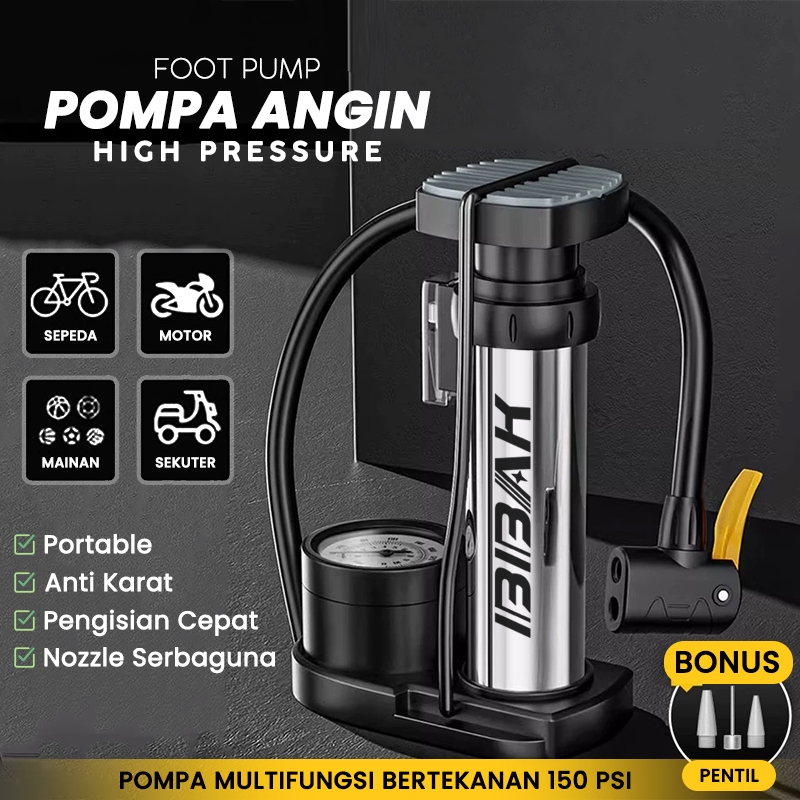Jual Pompa Angin Kaki Mini 160 PSI Portable Efisien untuk Ban Sepeda ...