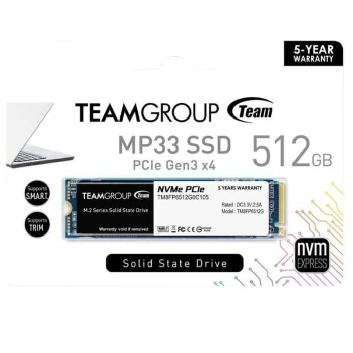 Jual TEAM SSD NVME GEN3 MP33 512GB PCIE 3.0 M.2 2280 5Y - UP TO 1800 MB ...
