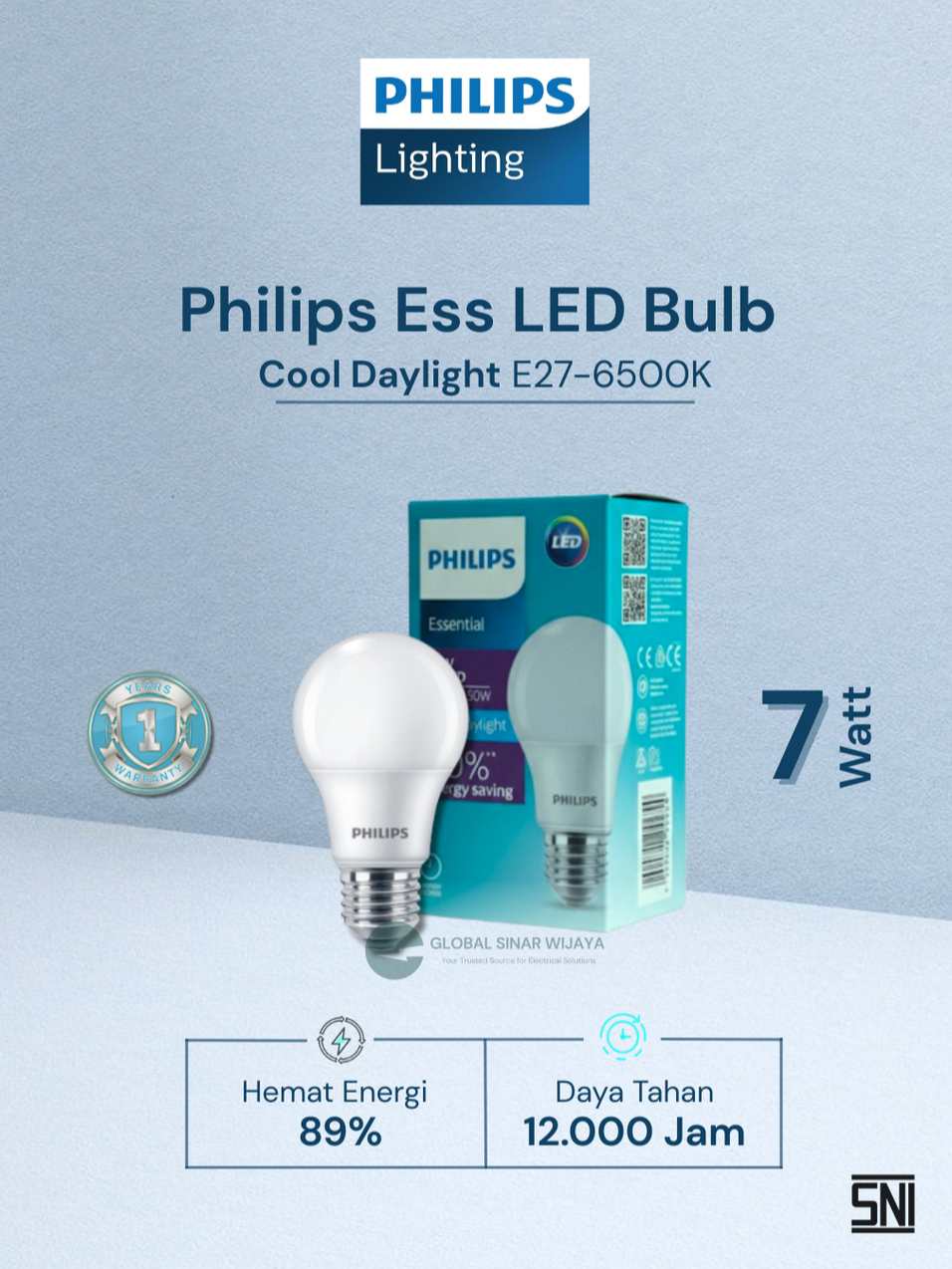 Jual Philips Ess LED Bulb 7W E27 230V 1CT/12 APRCool Daylight (6500k ...