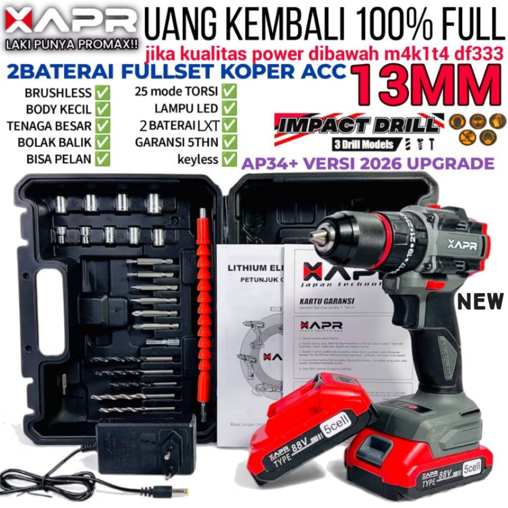 Jual AP34 PLUS Bor cordless APR JAPAN 34vf type AP34 GARANSI RESMI 5THN ...