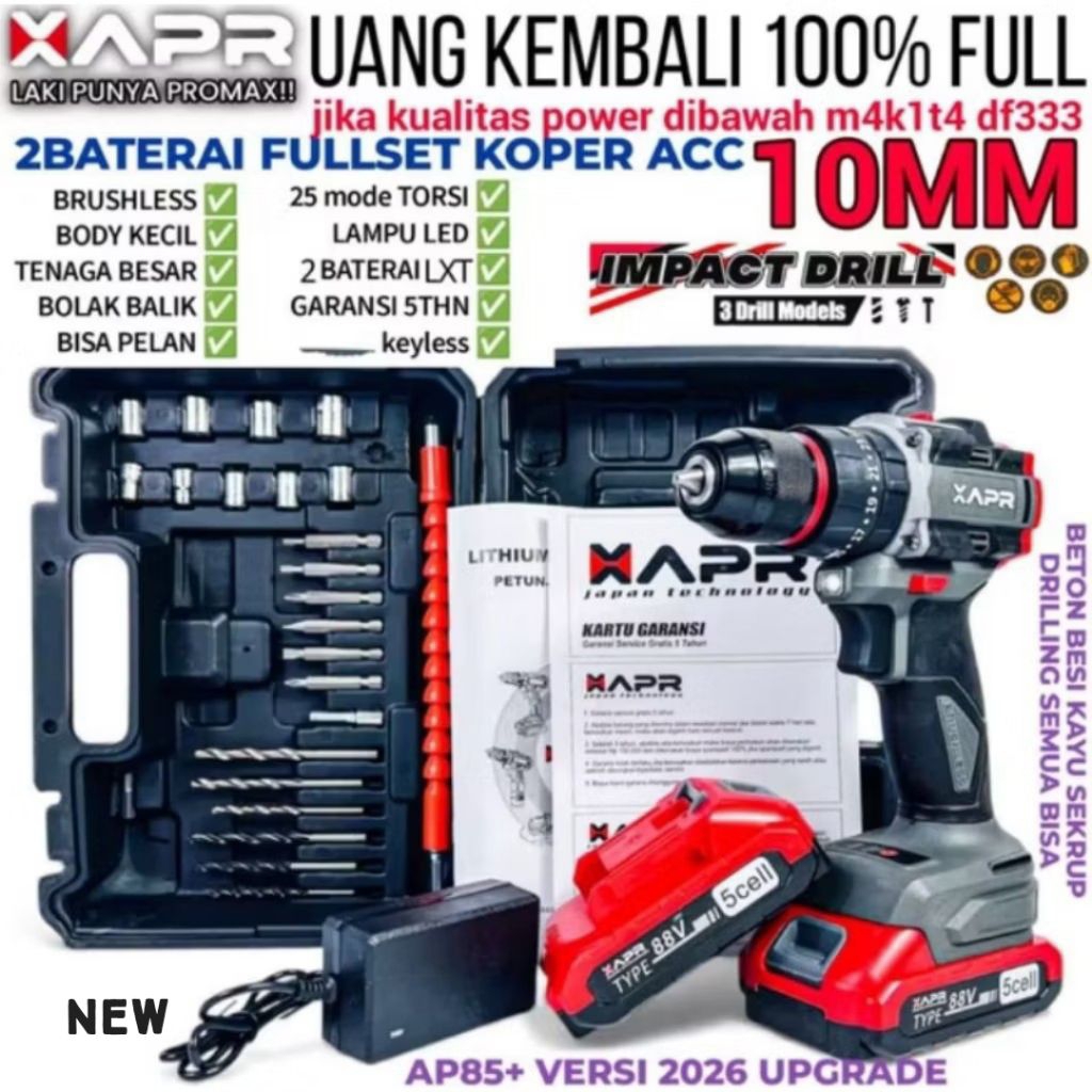 Jual Bor APR AP85+ PLUS RAJA BOR CORDLESS impact drill BRUSHLESS TYPE ...