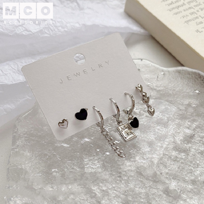 Jual Set Anting Tusuk Wanita Isi 3 Pasang Anting Stud Design Love ...