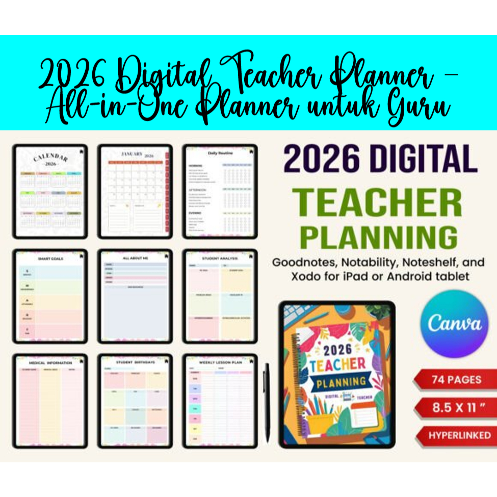 Jual 2026 Digital Teacher Planner – All-in-One Planner untuk Guru ...