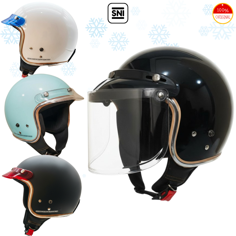 Jual Helm Retro Helm Cowok Cewek Premium SNI List Chrome Kekinian ...